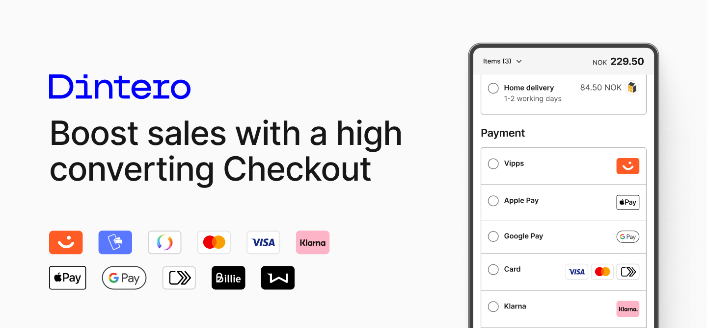 Dintero Checkout | Online betalingsløsning med Klarna, Vipps, kort og mer